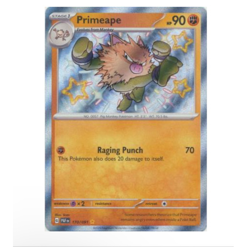 Pokemon TCG - Scarlet & Violet | Paldean Fates | Primeape - 170/091 ...