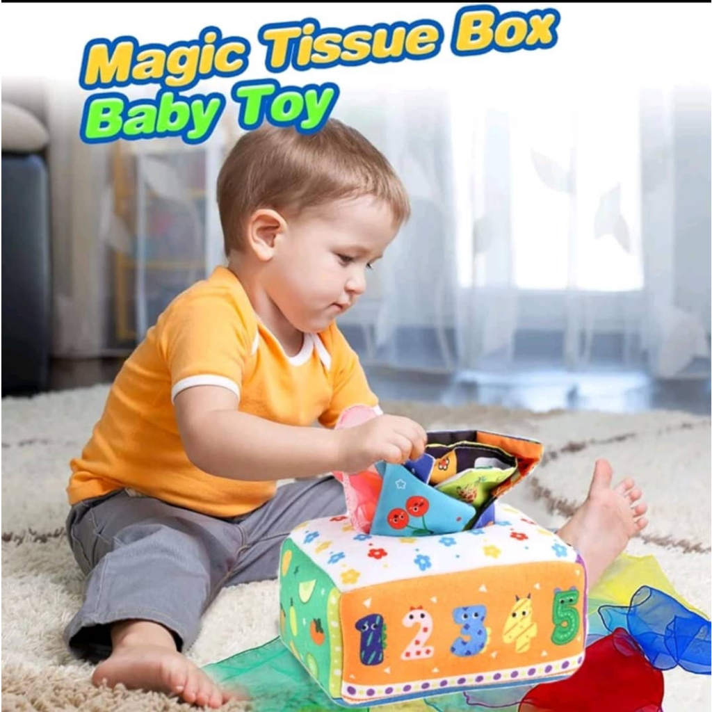 Baby Tissue Box Toy Tear-Resistant Paper Toy Squeeze Toy Sensory Game ...