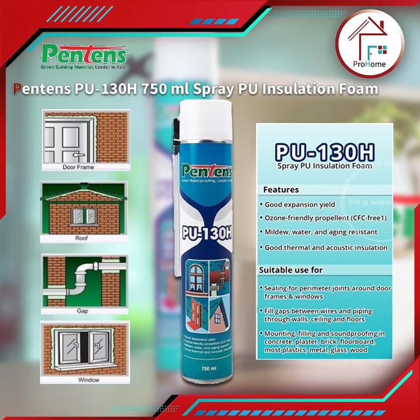 Pentens PU-130H Spray PU Insulation Foam / 750ML PU Foam Waterproof ...
