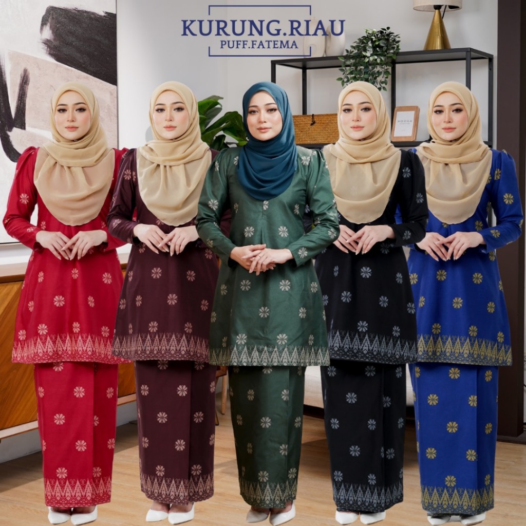 KURUNG RIAU SONGKET PUFF FATEMA PLUS SIZE XS SEHINGGA 5XL Batik Cotton ...