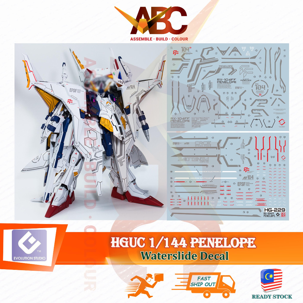 (Evo) Waterslide Decal - HG 1/144 Penelope (Fluorescent) RX-104FF HGUC Model Kit Water Sticker 佩 ...