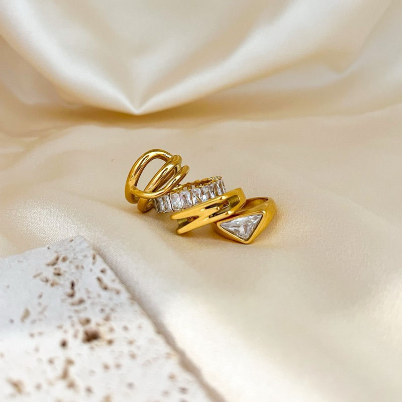 [Premium quality] Bulky thick ring stainless steel with Zirconia stone ...