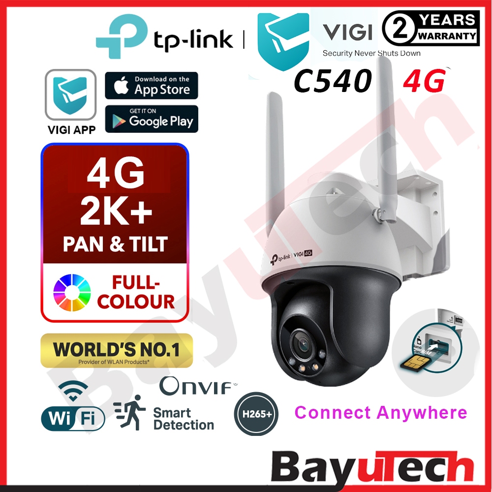 TP-Link ViGi C540-4G 360 Pan Tilt 4MP Outdoor Indoor H.265+ Full Color ...