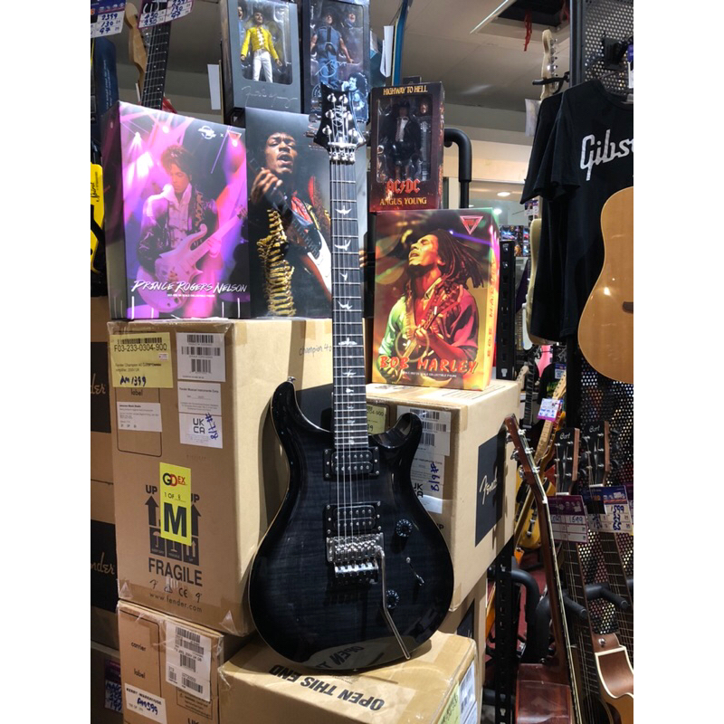 USED PRS SE Custom 24 Floyd Electric Guitar, Ebony FB, Charcoal Burst ...