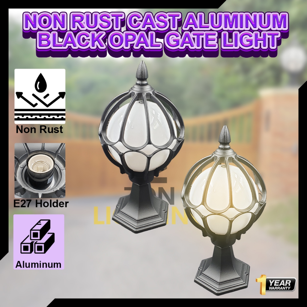 Non rust cast aluminum outdoor weatherproof Black opal gate light gate ...