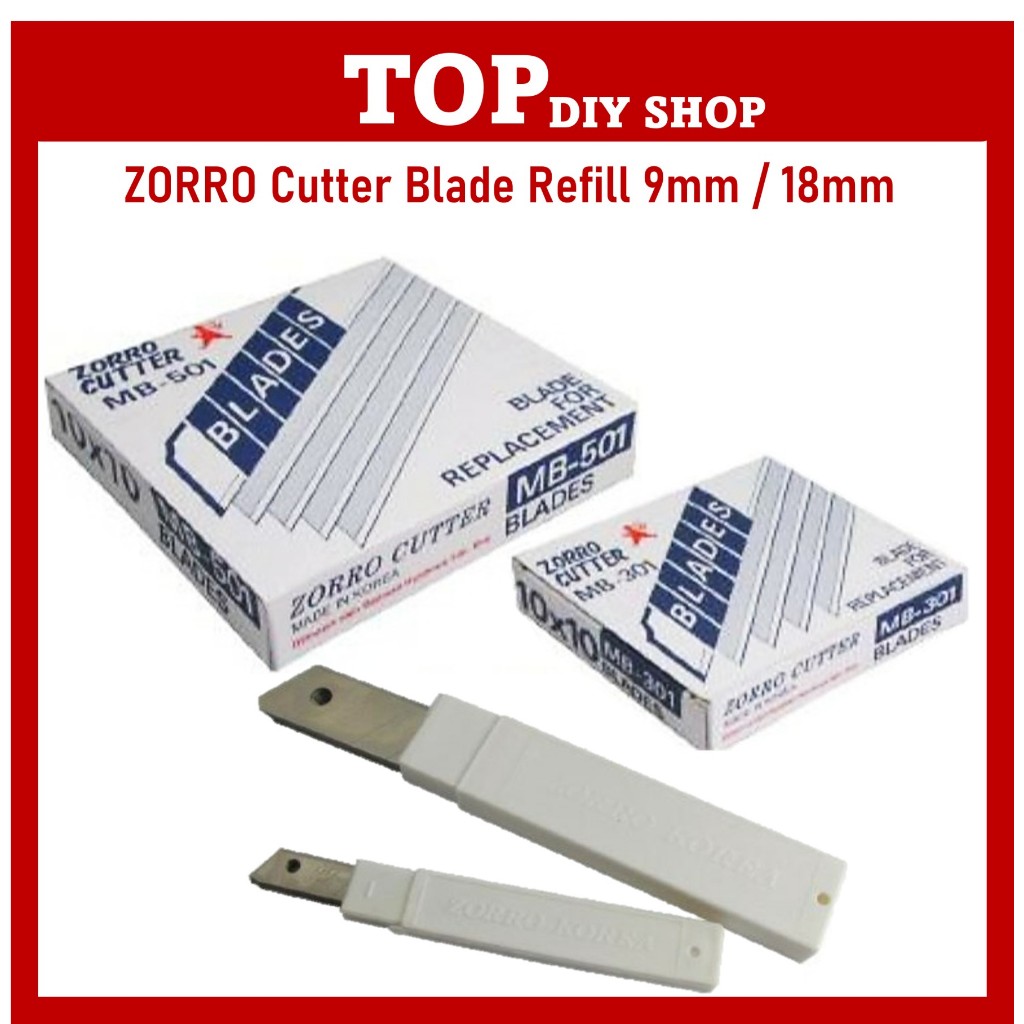 ZORRO Cutter Blade 301 9mm (S)/ 501 18mm (L) Refill Cutter/Knife 10PCS ...