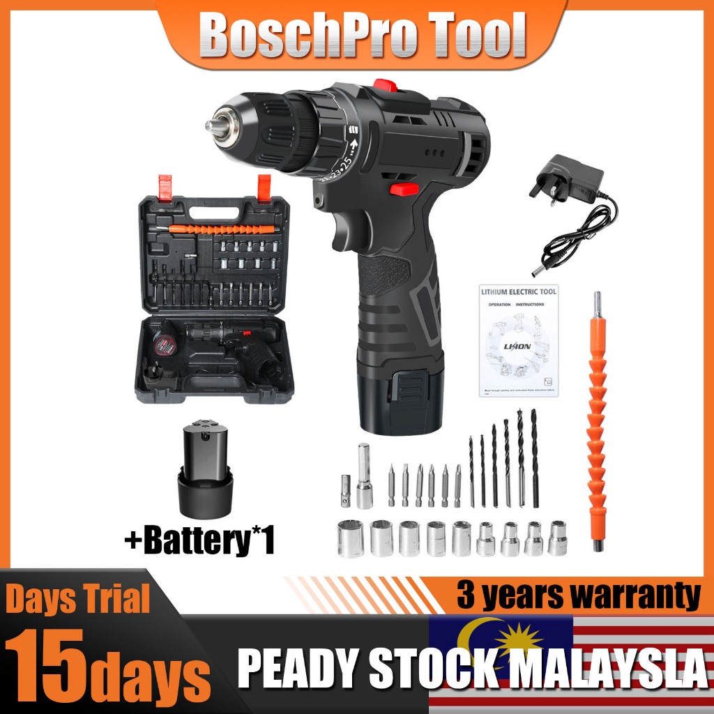 3 Years Warranty 12V Cordless Electric Screwdriver Drill Rechargeable ...