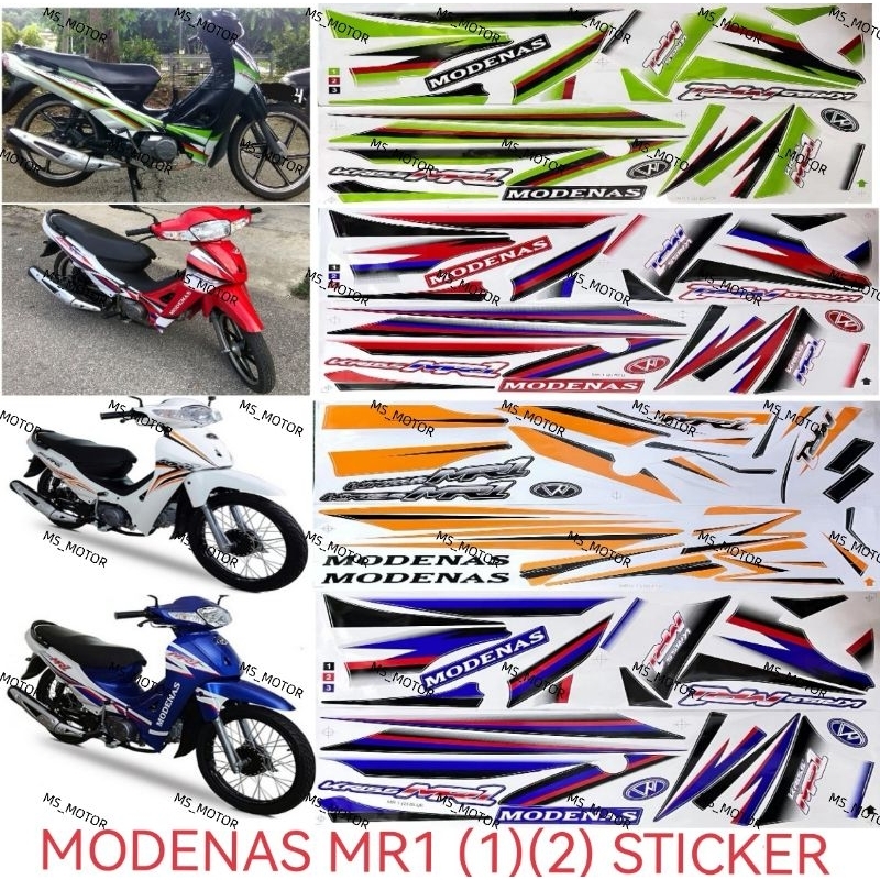 MODENAS KRISS MR1 BODY COVER STICKER STRIPE COVER SET MR1 (1)(2) BLACK ...