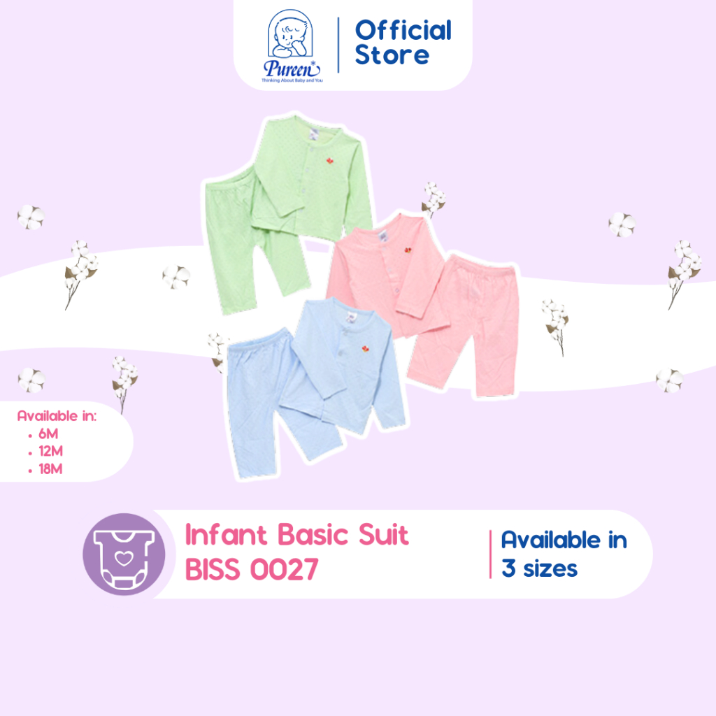 Pureen Infant Basic Suit (Long Sleeves Vest & Long Pants) BISS 0027 ...