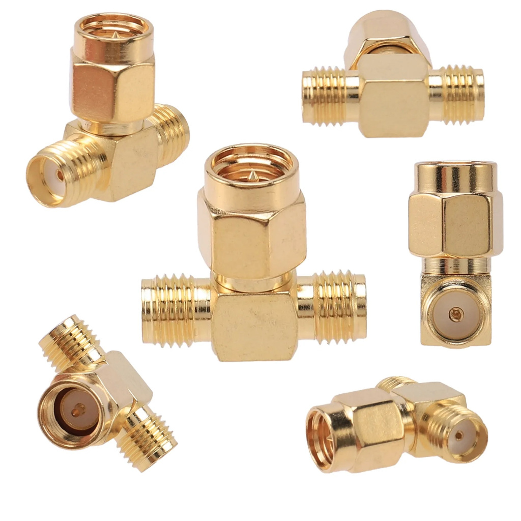 SMA Male to 2 SMA Female Triple T type Adapter Connector 3 Way Splitter ...