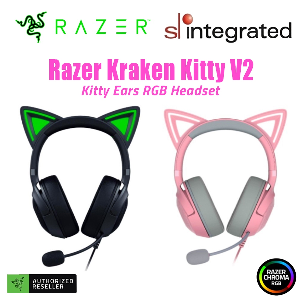 Razer Kraken Kitty V2 Wired RGB Headset with Kitty Ears - Black/Quartz ...
