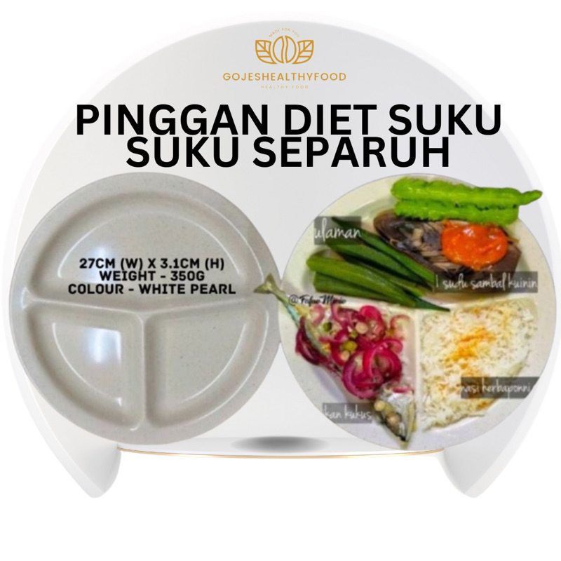 Pinggan diet suku suku separuh GRED AAA food grade plate tebal pinggan ...