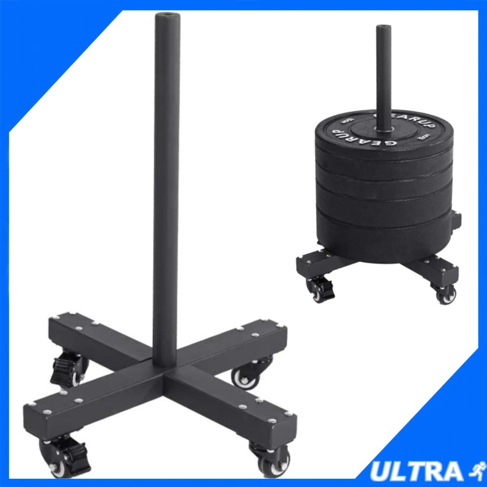 Bumper Plate Rack Stacker Storage Trolley Olympic Vertical Weight Plate ...