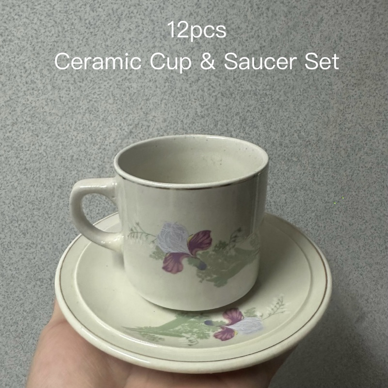 12pcs Ceramic Mug With Saucer / Cawan Seramik Cawan Set ins Kopi Latte ...