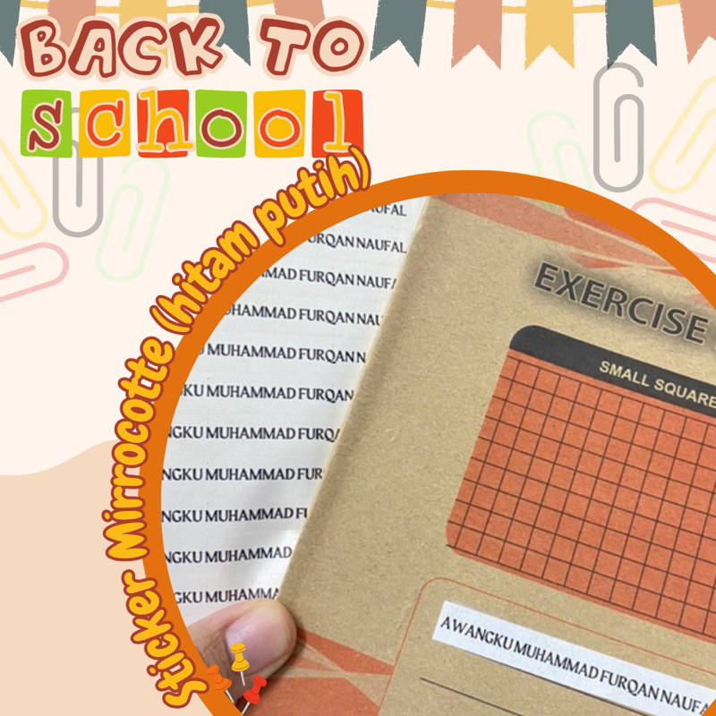 Sticker Nama/Kelas/Subject dan sebagainya HITAM PUTIH (Mirrocote ...