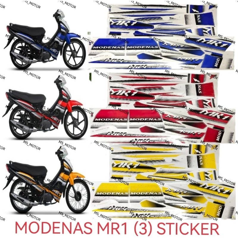 MODENAS KRISS MR1 BODY COVER STICKER STRIPE COVER SET MR1 (3) BLUE RED ...
