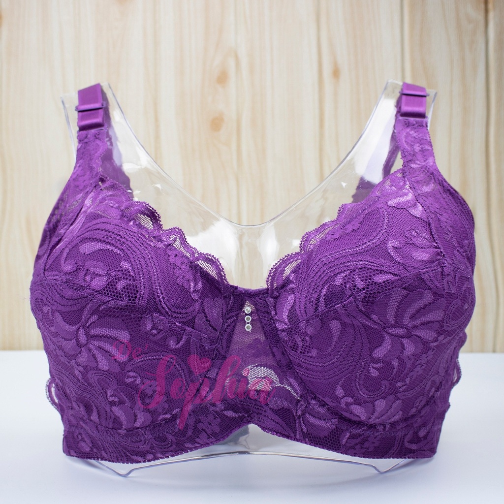 Plus Size FULL CUP C/D #36~#46 Wired Bra Soft Cotton Thin Span Lace ...