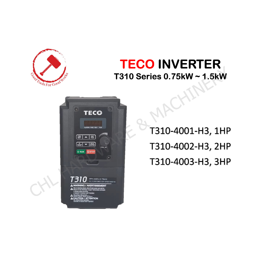 TECO Inverter T310 Series / PN: 0.75kW~2.2kW / T310-4001-H3, 1HP ~ T310 ...