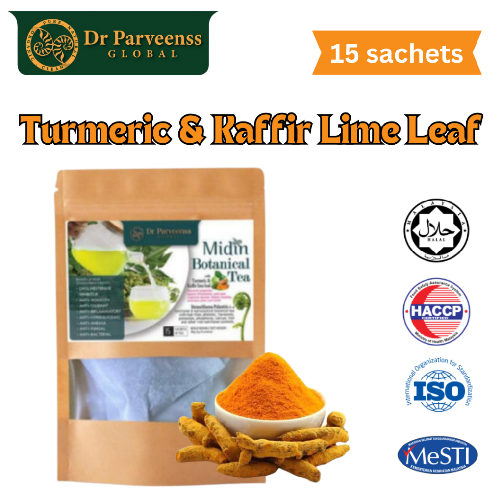 Midin Botanical Tea with Turmeric and Kaffir Lime Leaf (15 sachets in ...