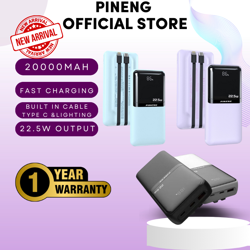 Pineng PN-881 PD & QC3.0 Built In Type C Cable 22.5W with LED Display ...