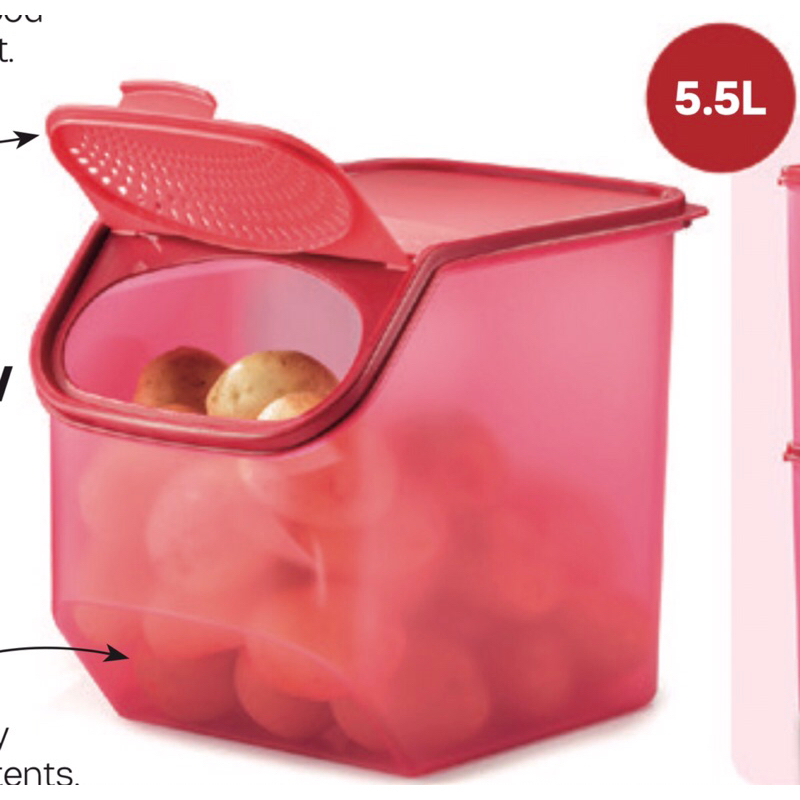 [GARLIC KEEPER 5.5L RED TUPPERWARE BRAND] bekas bawang 5.5Liter merah ...