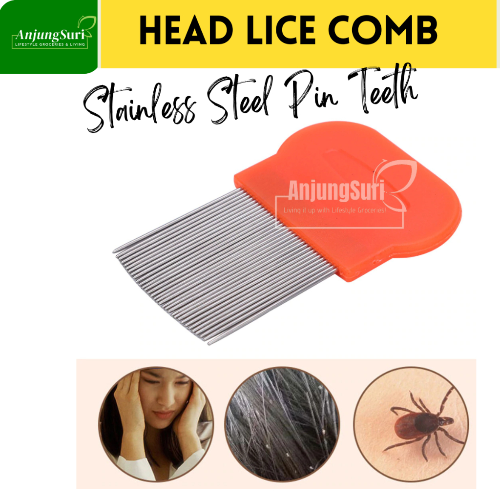 Sikat Kutu Panjang Tick Comb Lice Combs Stainless Steel Head Lice Comb