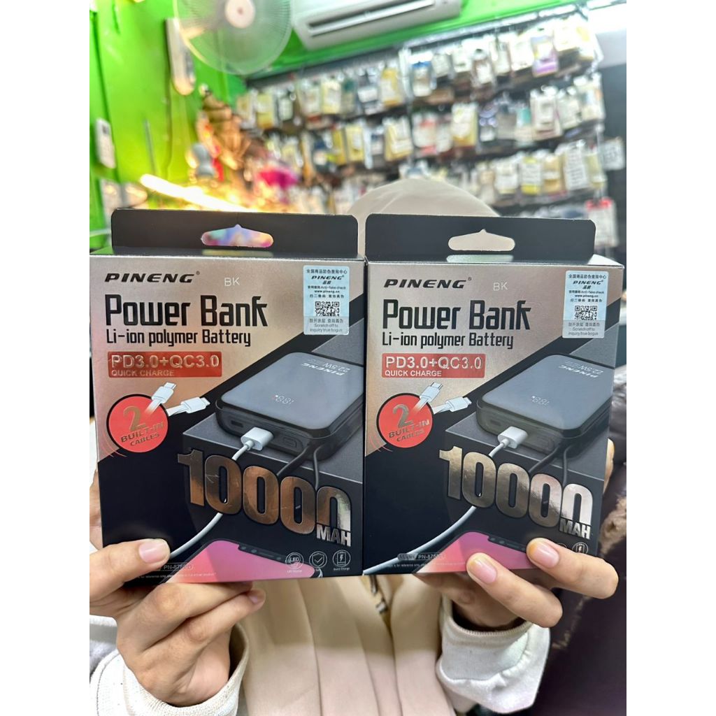PINENG PN-875 10000mAh Built-In Cable Power Bank PN875PD Fast Charging ...