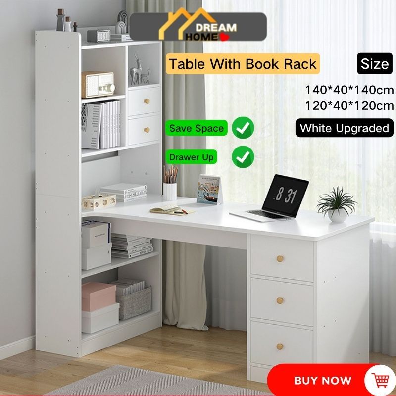 Dream Home Study Table With Book Shelf Modern Design PC Table With Book ...