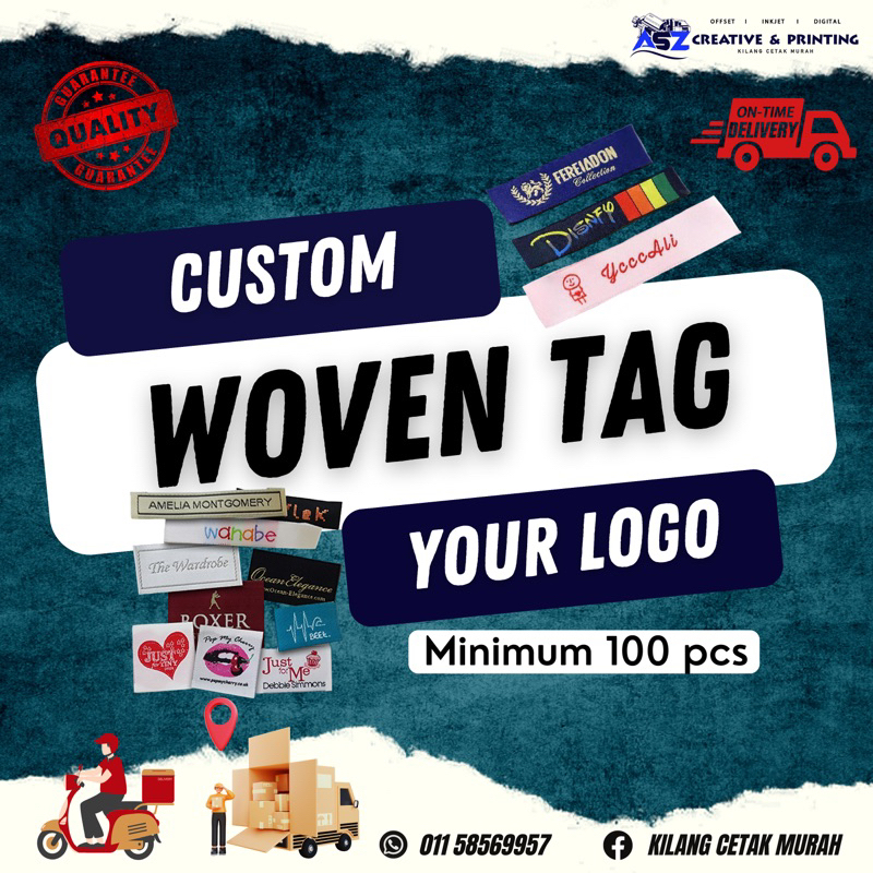 MOQ 100pcs | Woven Tag Washer Tag Tag Tudung Tag Baju MOQ 100pcs ...