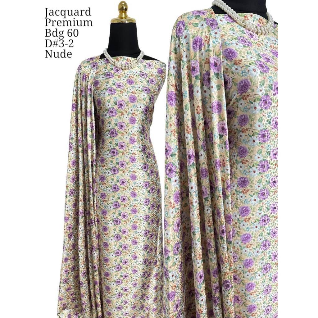 Kain Jacquard Silk Printed Bidang 60 Kain Jacquard Bercorak Bunga ...