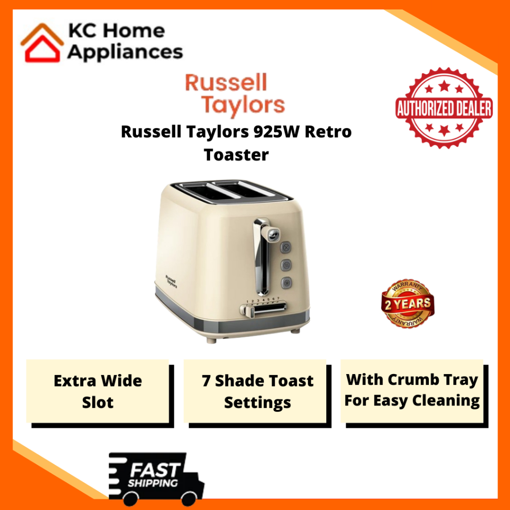 Russell Taylors Retro Toaster | 925W | 2 Slices | Multi Functional ...