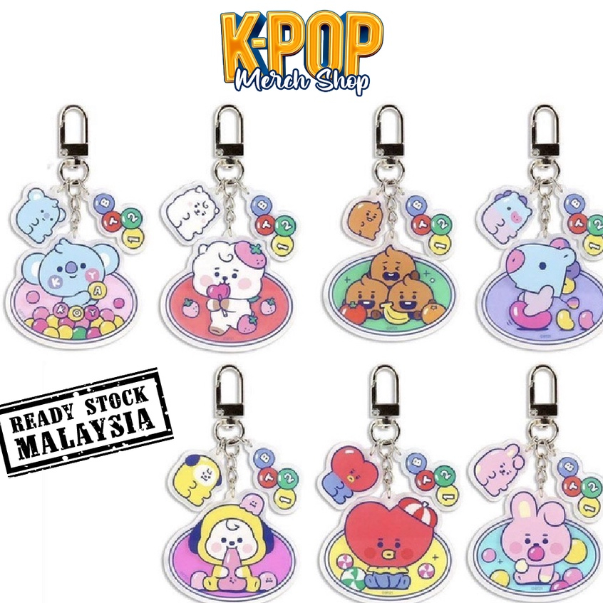 BTS BT21 Tinytan Bangtan OT7 Kpop Merch Acrylic Keychain Key Ring Silicone Keychains | Shopee ...