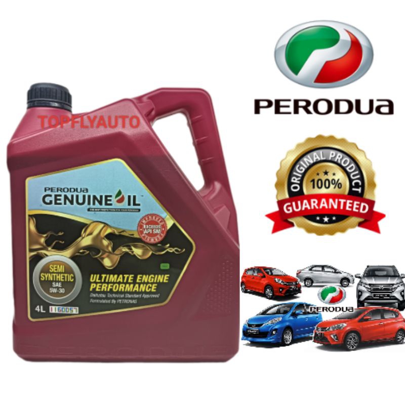 ORIGINAL 100% PERODUA ENGINE OIL 5W30 SEMI SYNTHETIC NEW PACKING 4L ...