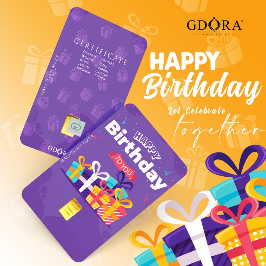 GDORA Gold Bar Happy Birthday Purple 0.25gram 999.9 | Shopee Malaysia
