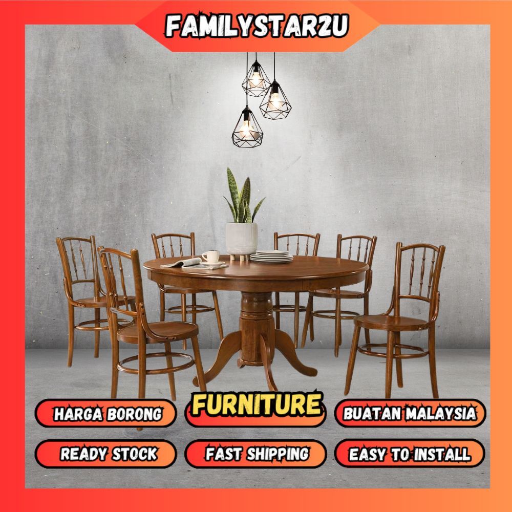 familystar2u - 4.5ft Round Table Shanghai Chair Kopitiam Chair Meja ...
