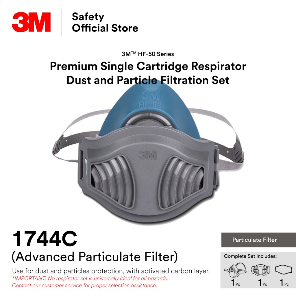 3M™ HF-50 Series Set including Half Face Respirator, 3M™ 1700 Filter Holder & 3M™ 1744C Filter ...