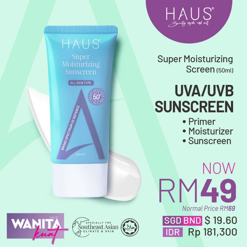 SUPER MOISTURIZING SUNSCREEN SPF50 PA++++ (BROAD-SPECTRUM) HAUS ...