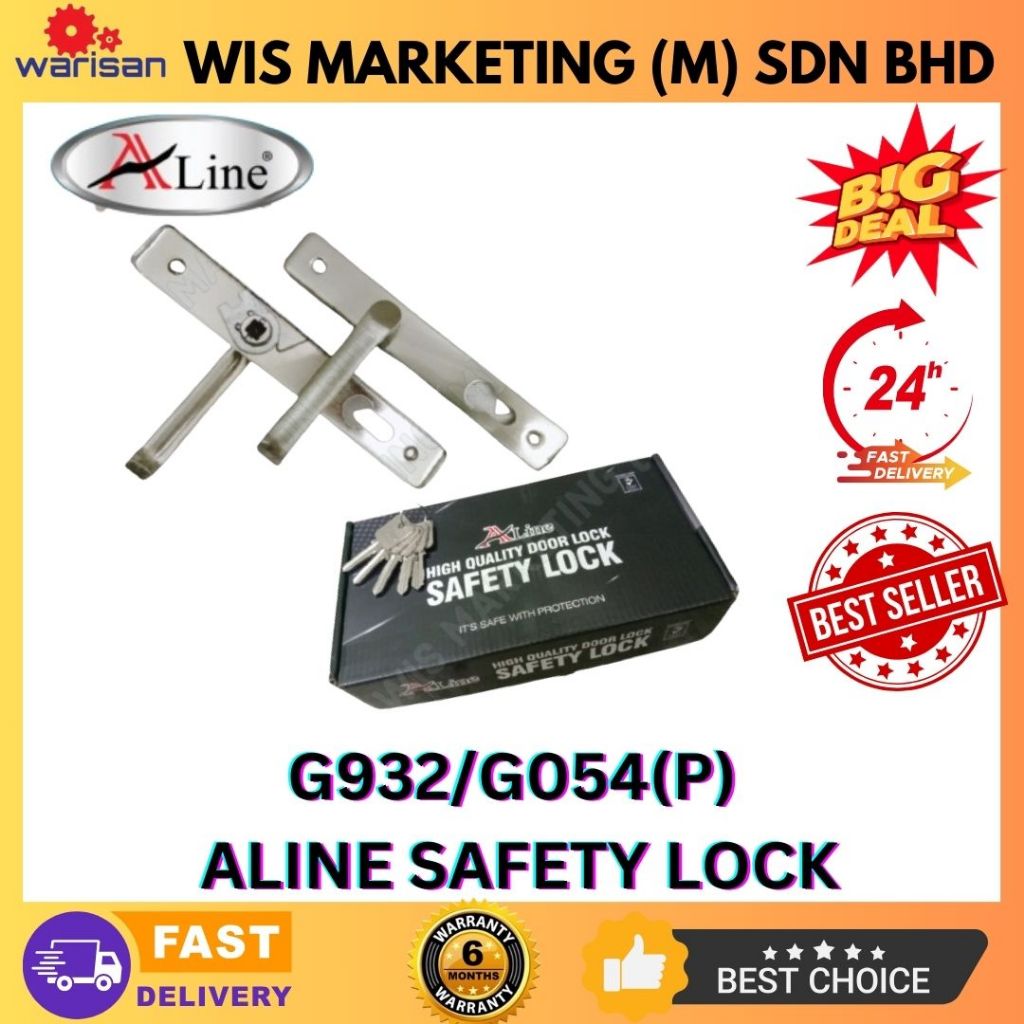 Aline G932 Mortise Lock ML-932 Handle Entrance Iron Door Gate Lock Set ...