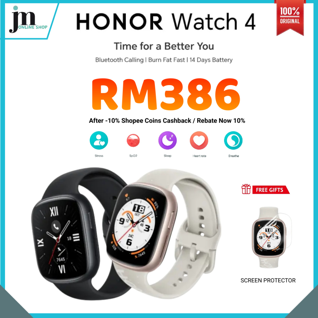 Honor Watch 4 | 1.75-inch, AMOLED color screen | 451mAh Battery | 5 ATM ...