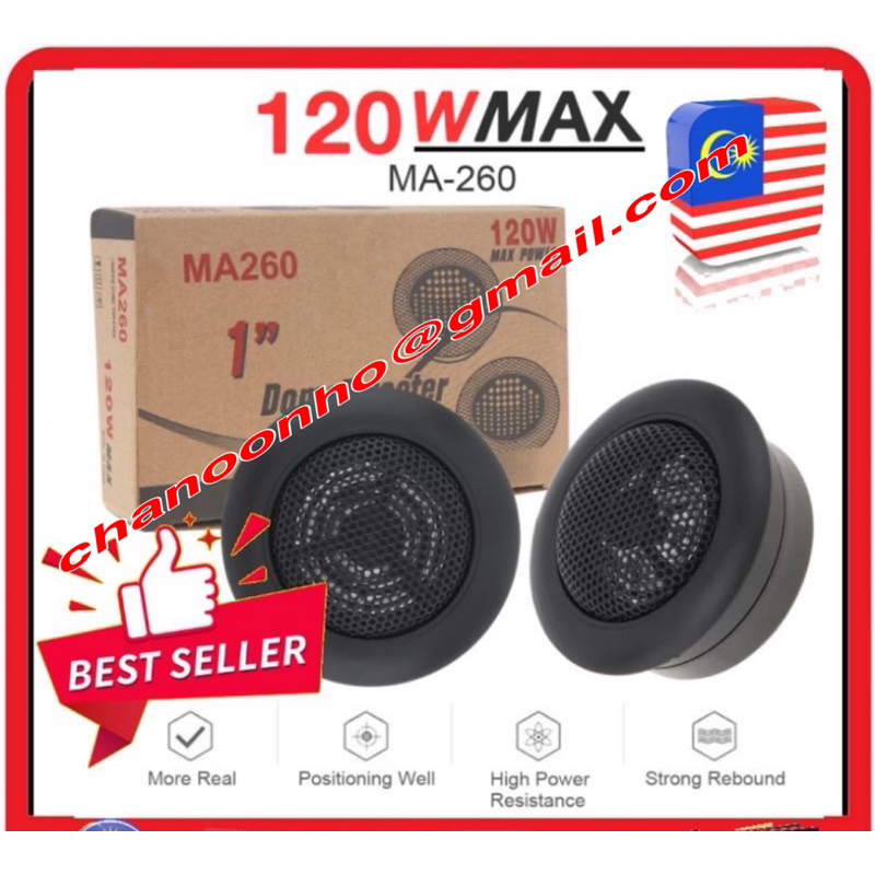 MA AUDIO MA-260 USA 1'' 120 WATT TITANIUM DOME TWEETER [MA260] ~ 2 PCS ...