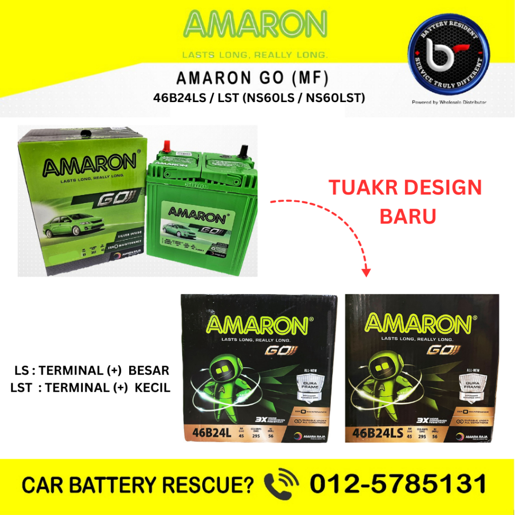 [ Installation Provided ] 46B24L | NS60LS / LST ] Amaron Go | Car Battery Bateri Kereta | Waja ...