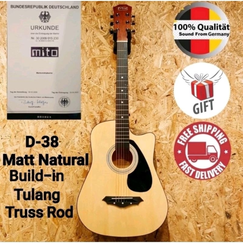 Mito D-38 38" Besi Tulang Truss Rod Acoustic Guitar [Sound From Germany ...