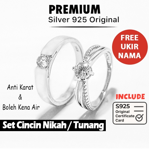 THE MATCHES STORE Couple Set 187 Men Ring V9 + Camila Ring silver 925 original cincin nikah ...