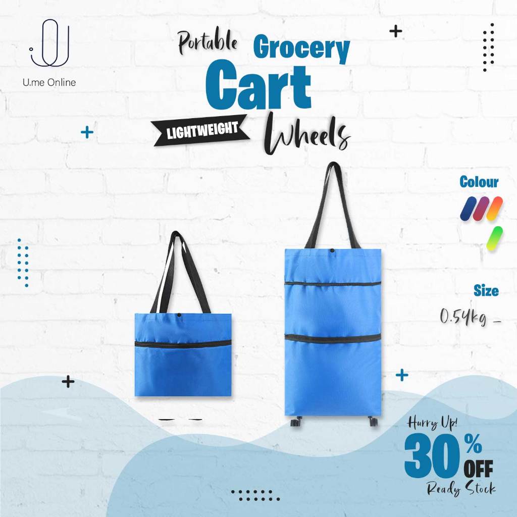 U.me Troli Beg Beroda Foldable Shopping Grocery Trolley Nylon Bag ...