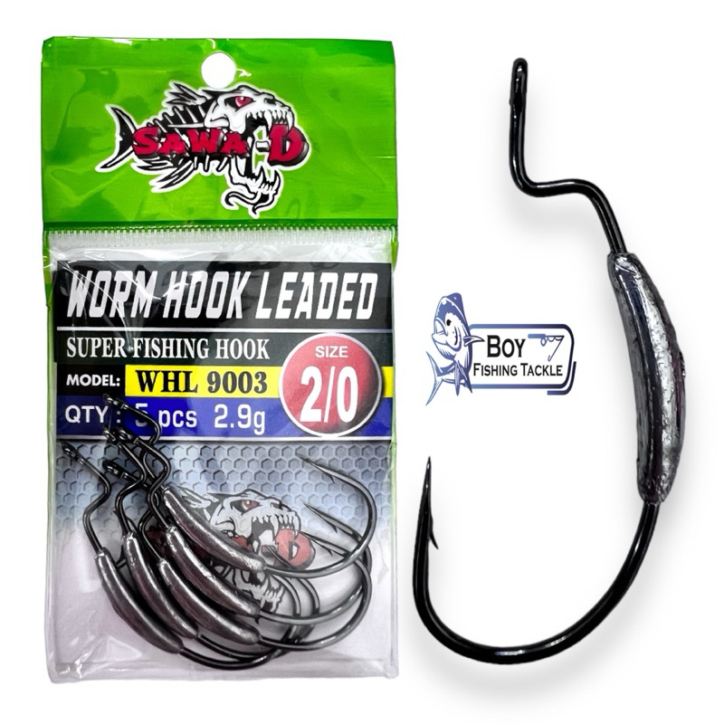 SAWA-D Worm Hook Leaded Fishing Hook BKK Heavy Soft Lure WHL9003 MATA ...