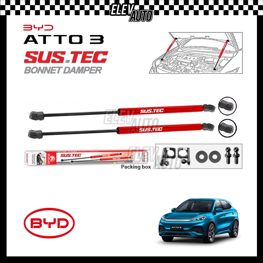 BYD Atto 3 SUSTEC Front Hood Damper Bonnet Gas Lifter Twin Strut ...