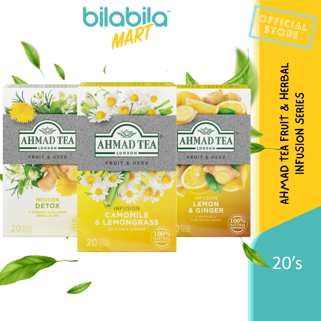 AHMAD Tea (Detox Herbal Infusion, Lemon & Ginger, Camomile & Lemongrass ...