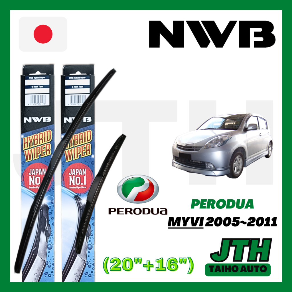 TAIHOAUTO NWB U-Hook Wiper Set 20"+16" Perodua Myvi 1st Gen Wiper Blade ...