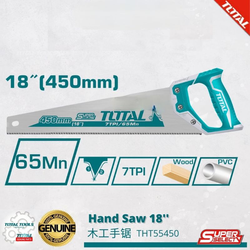 (Ready Stock) TOTAL THT55450 (18" / 450mm) Hand Saw (Cross Cut Teeth ...