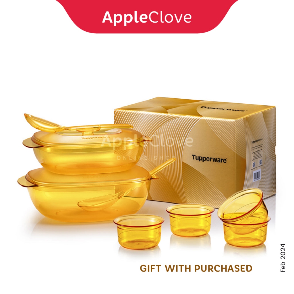 Tupperware Royale Blue| Gold Crystalline Serveware Set 1.8L 2.5L Purple ...